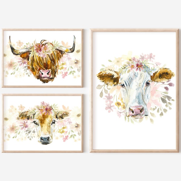 Highland Cow With Flower Crown - Etsy