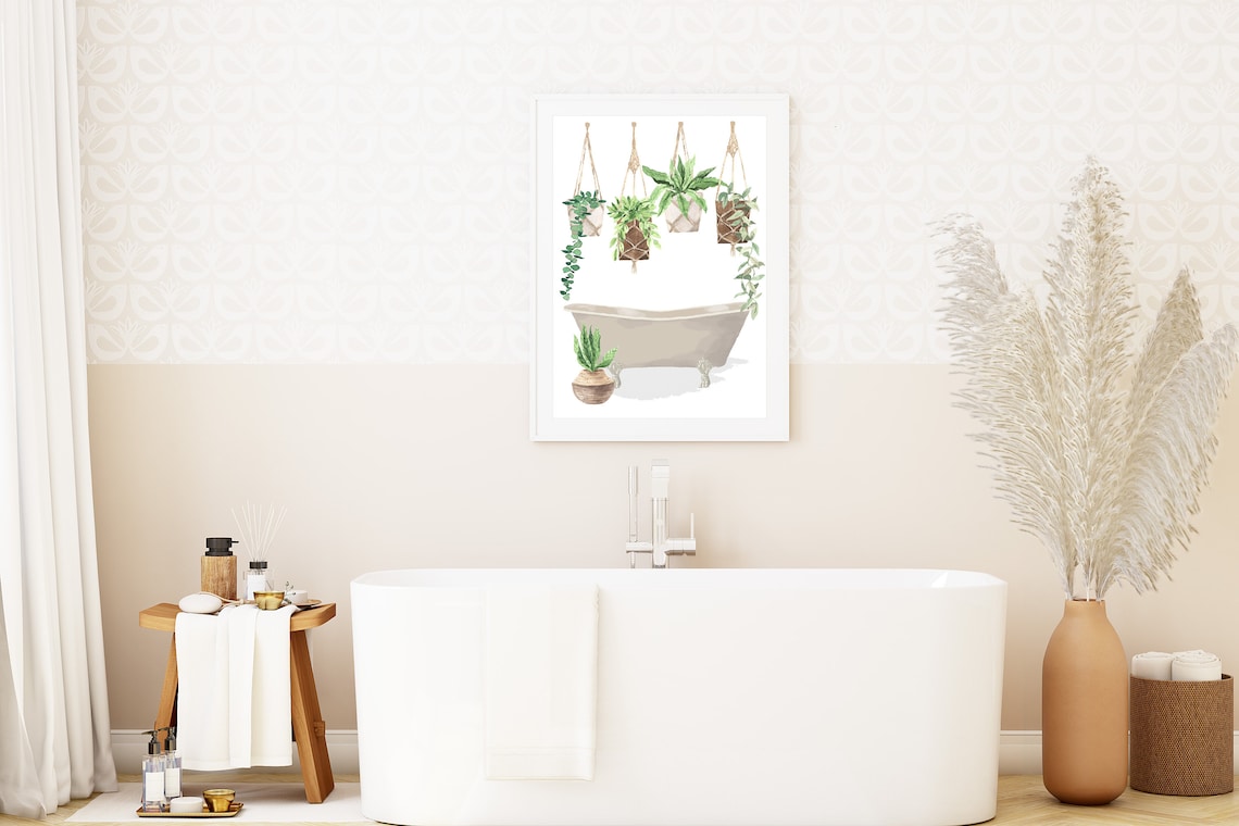 Plant Bathroom Print PRINTABLE WALL ART Bathroom Decor Bath | Etsy