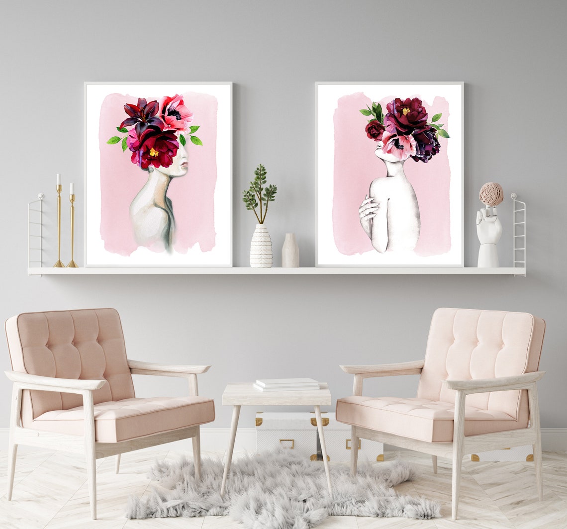 Head of Flowers Flower Head Print PRINTABLE WALL ART Female - Etsy