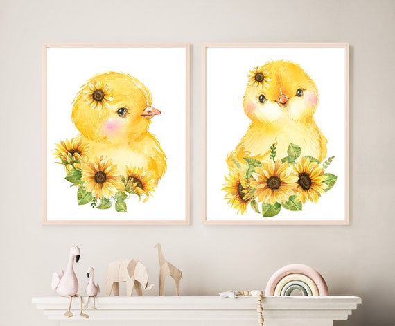 Farm Animal Nursery Prints Baby Chick Poster Neutral Nursery - Etsy