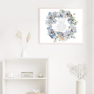 The Lord's Prayer Print, Our Father Floral Scripture, Christian ...