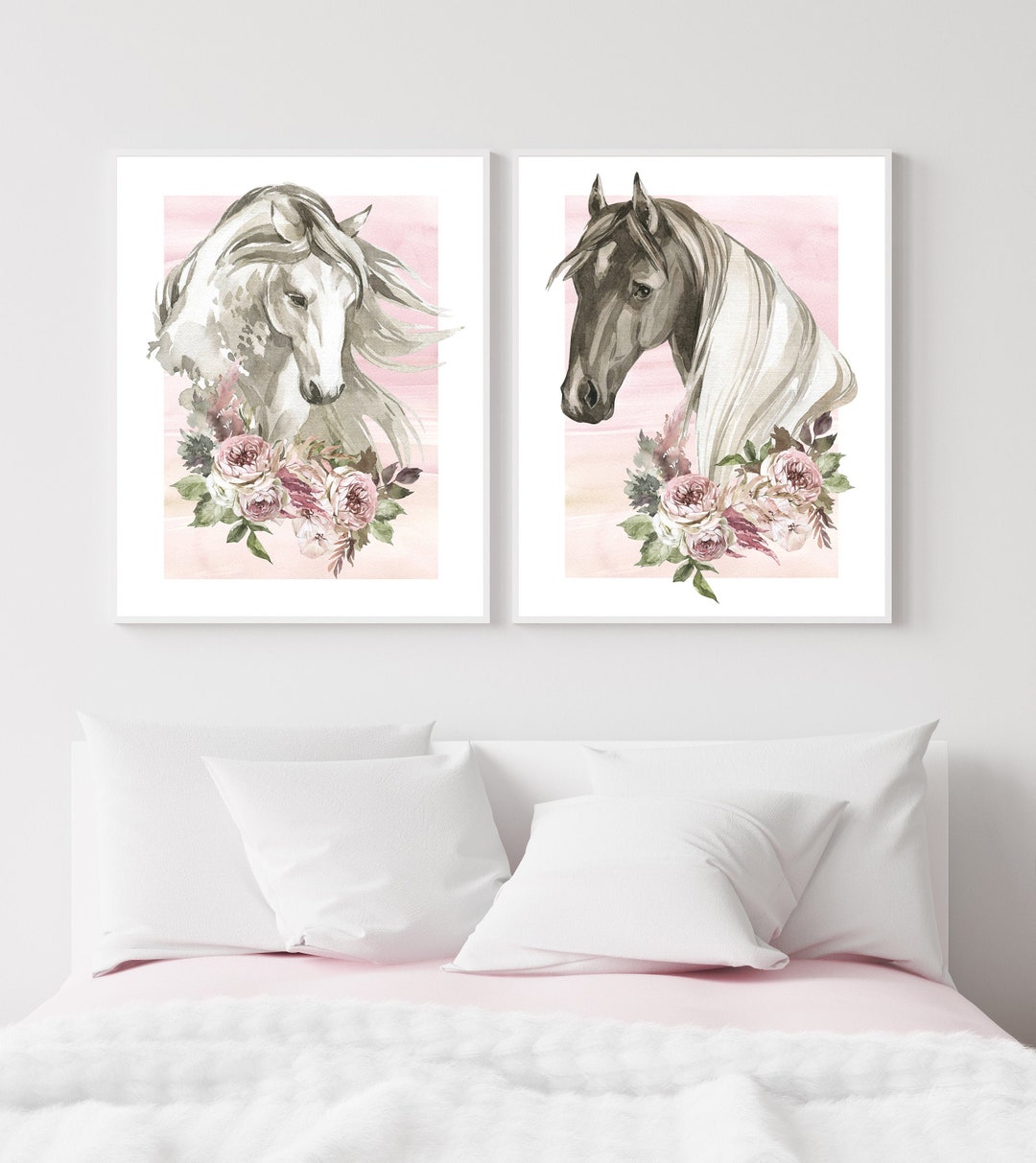Horse With Flowers Printable Art, Horse Lover Print, Gift for Girls ...
