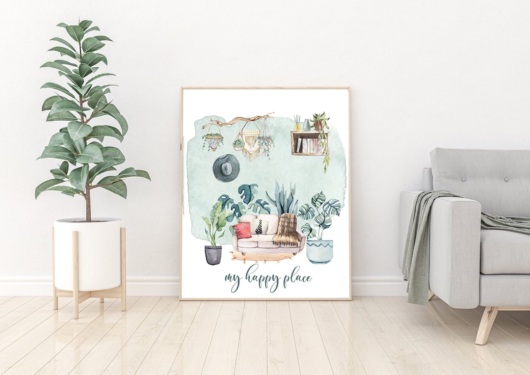 Boho Themed Wall Decor ,plant PRINTABLE WALL ART, Houseplant Print ...