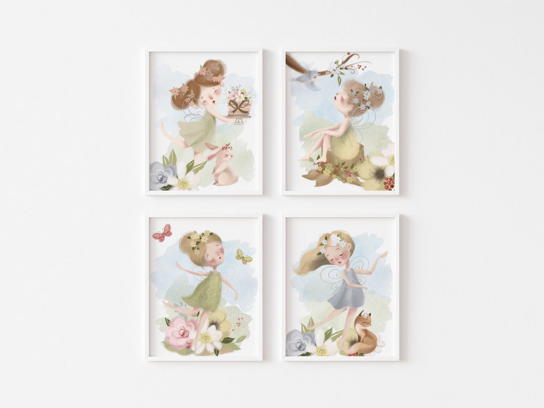 Fairy PRINTABLE WALL ART, Cute Fairies Print, Girls Fairy Nursery Print ...