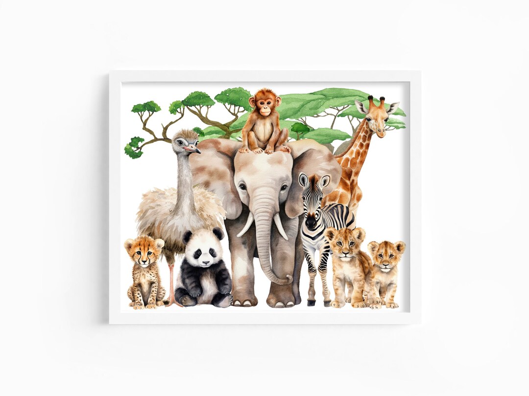 African Animals Print, Kids PRINTABLE WALL ART, Animal Nursery, Jungle ...
