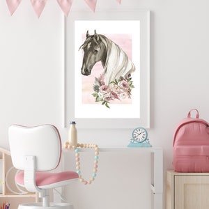 Horse With Flowers Printable Art, Horse Lover Print, Gift for Girls ...