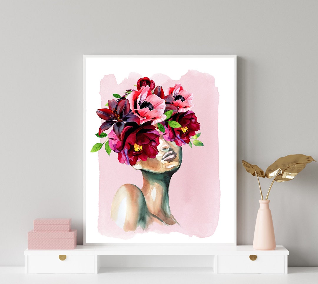 Head of Flowers, Flower Head Print, PRINTABLE WALL ART, Modern Wall ...
