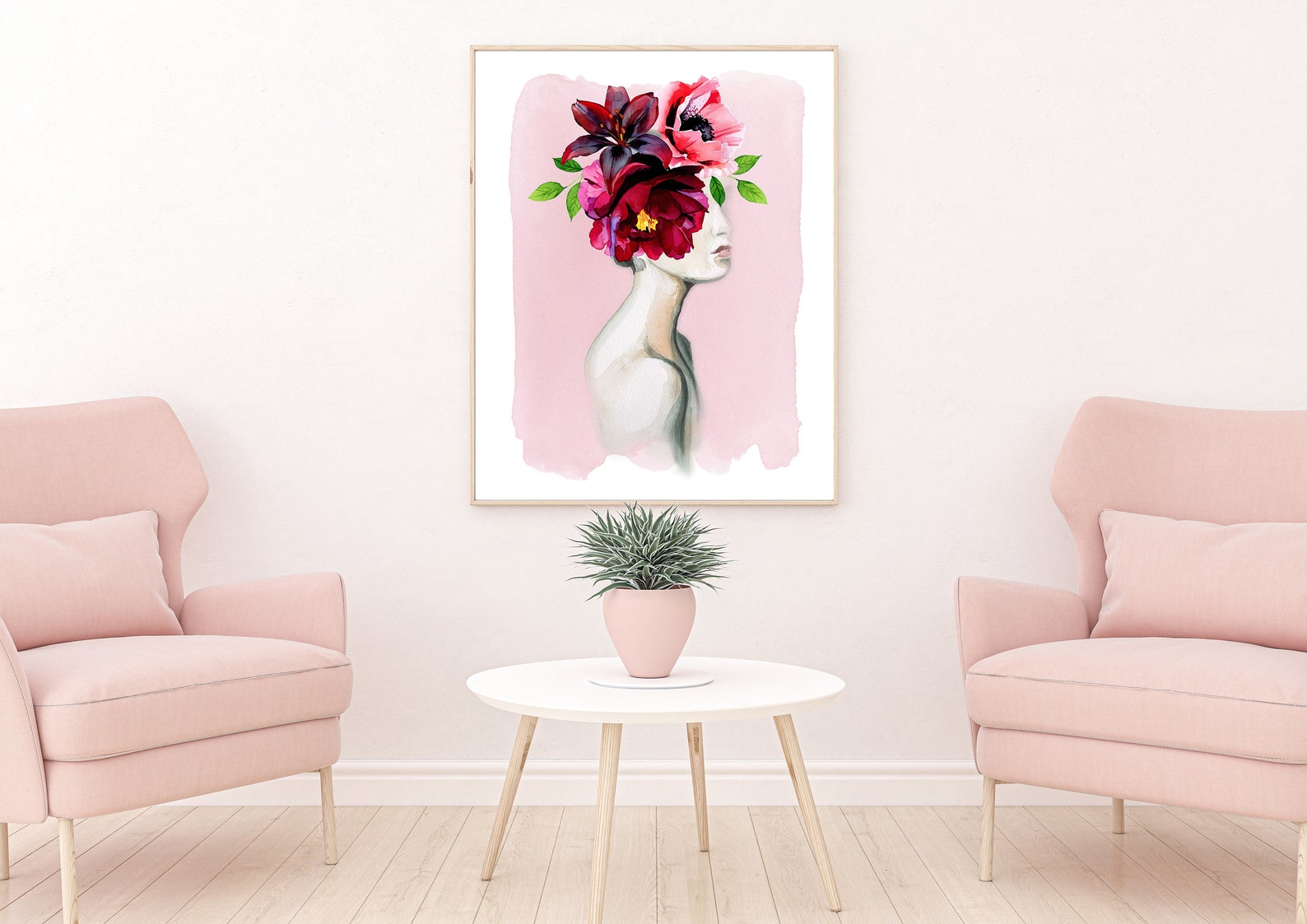 Head of Flowers Flower Head Print PRINTABLE WALL ART Female | Etsy