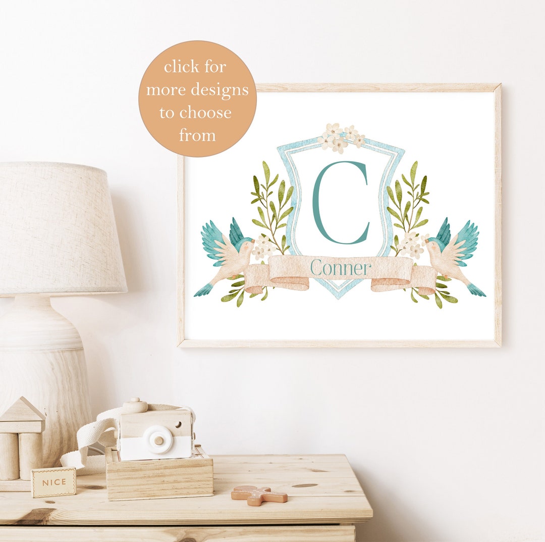 Personalized Crest Name, PRINTABLE WALL ART, Custom Name Poster, Baby ...