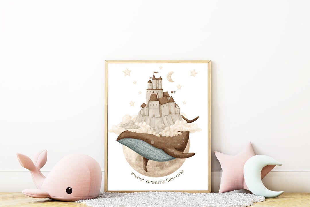 Whale Castle Nursery Art: Celestial Nautical Print (digital Download ...