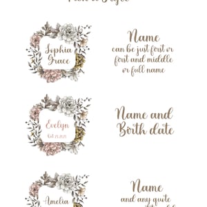 Personalized Vintage Floral Name, Flower Name Print, PRINTABLE WALL ART ...