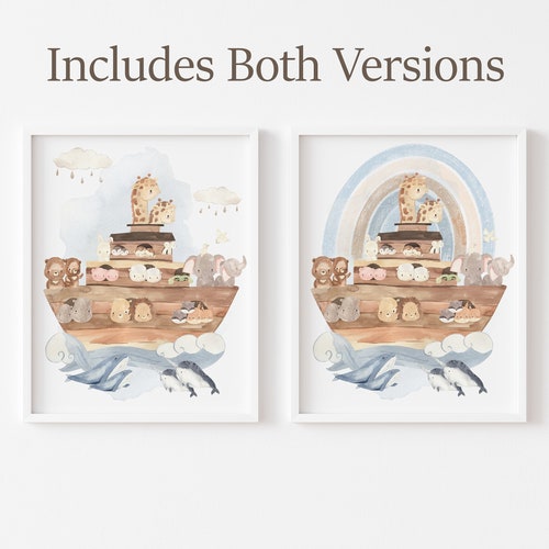 Noah's Ark Nursery Wall Decor Printable Art Gender - Etsy