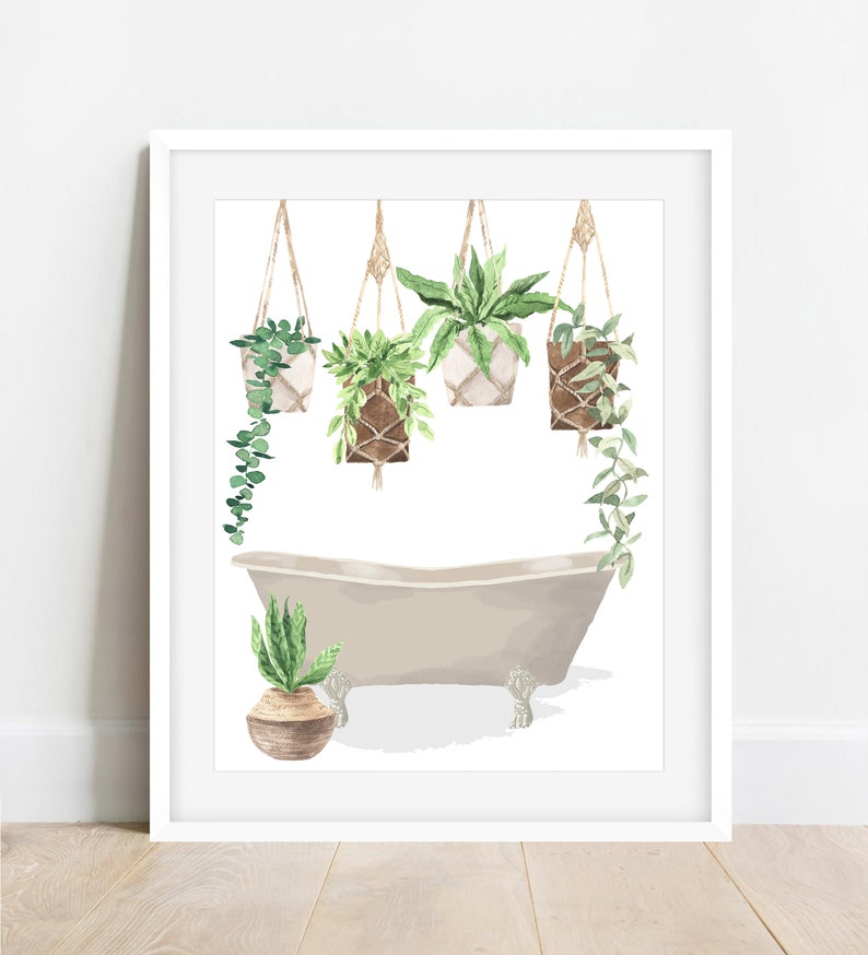 Plant Bathroom Print PRINTABLE WALL ART Bathroom Decor Bath | Etsy