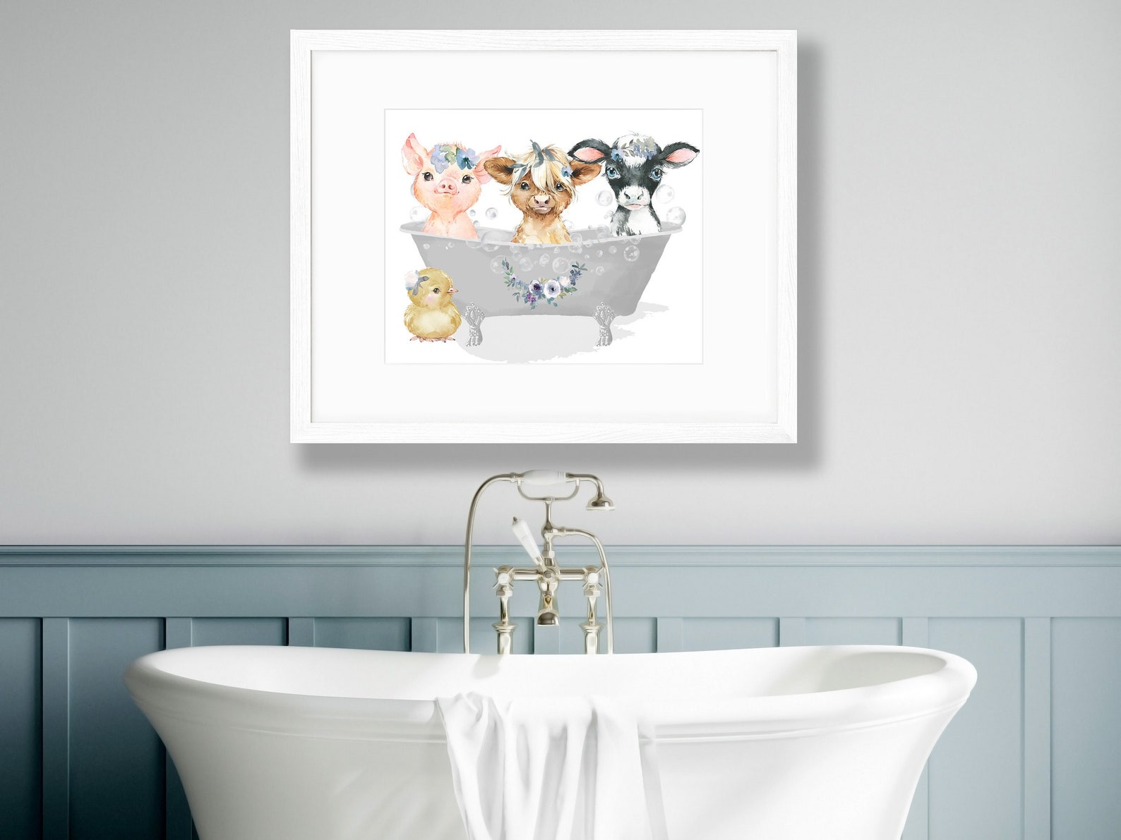 Animal Bathtub Print Kid Bathroom PRINTABLE WALL ART Farm - Etsy