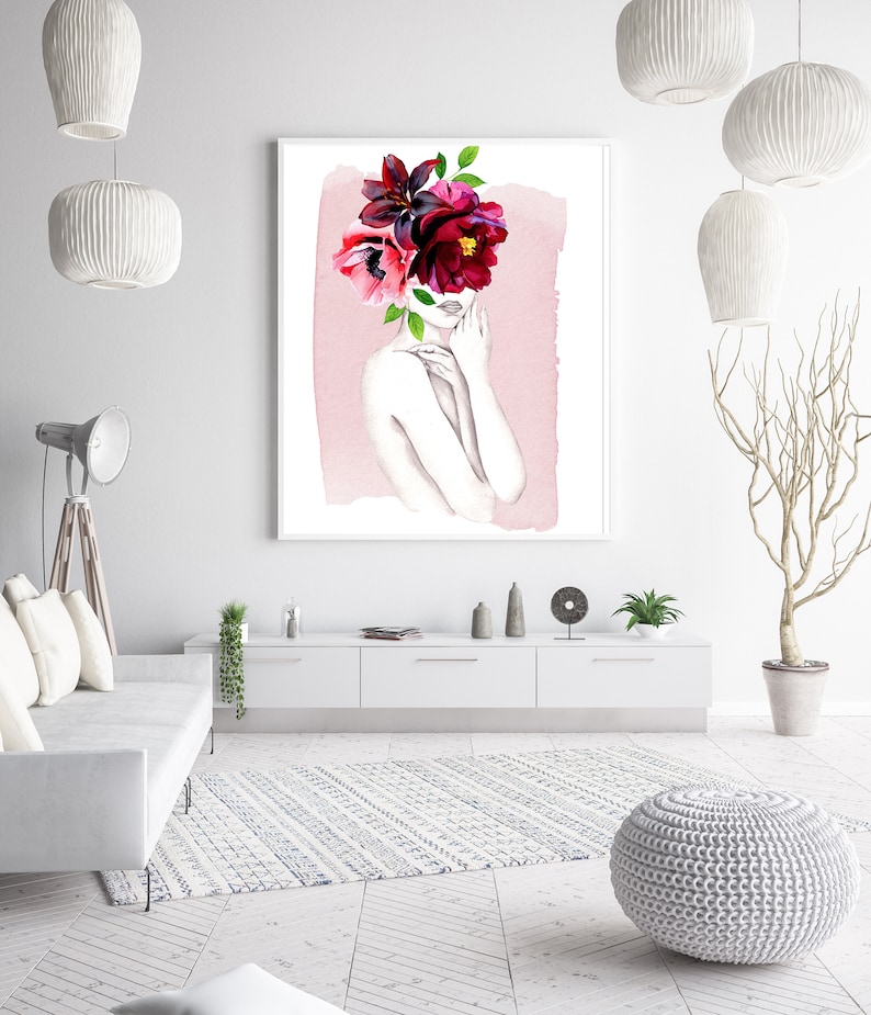 Head of Flowers Flower Head Print PRINTABLE WALL ART Modern | Etsy
