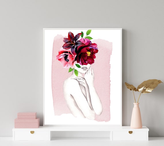 Head of Flowers Flower Head Print PRINTABLE WALL ART Modern | Etsy