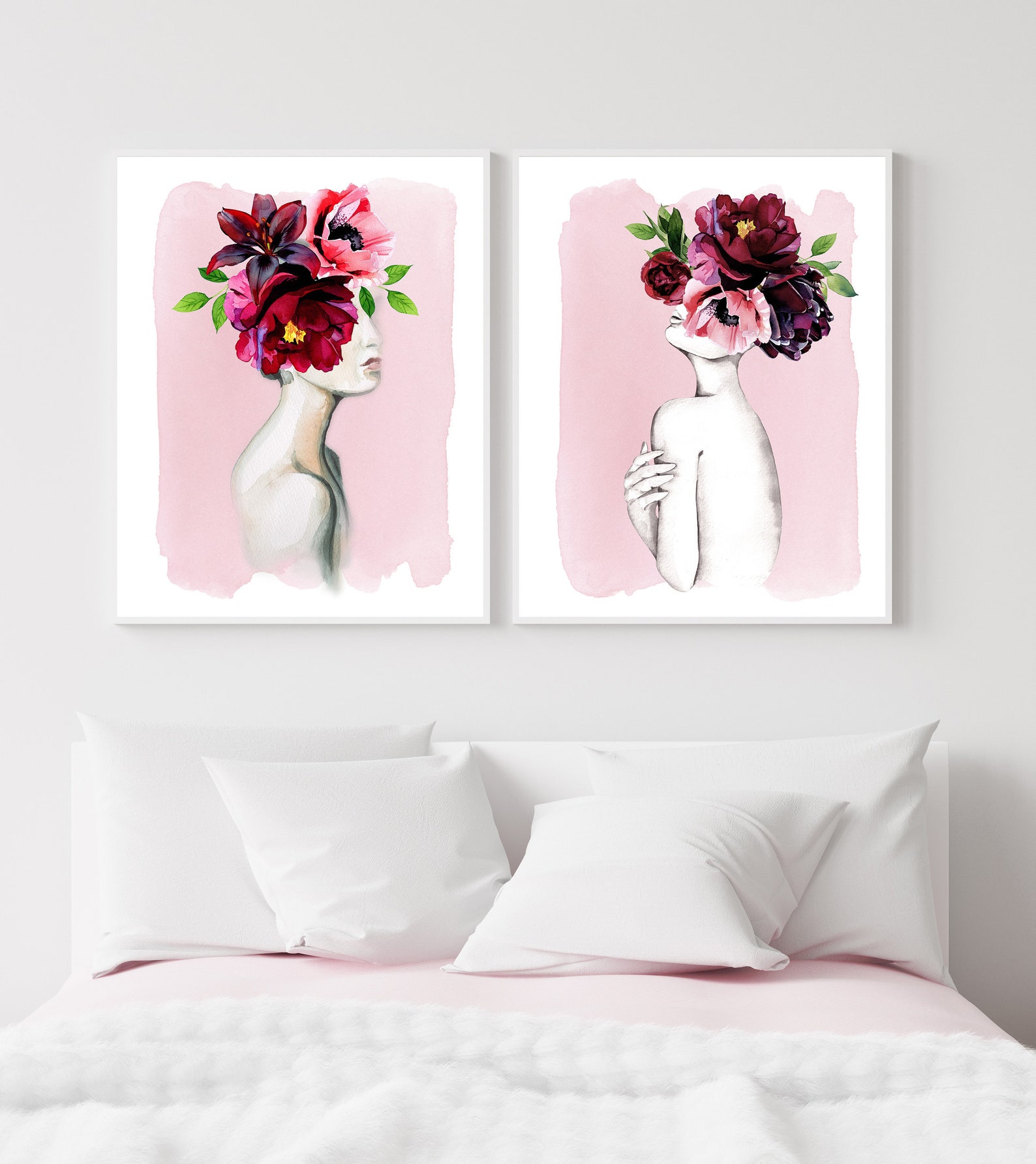 Head of Flowers Flower Head Print PRINTABLE WALL ART Female - Etsy