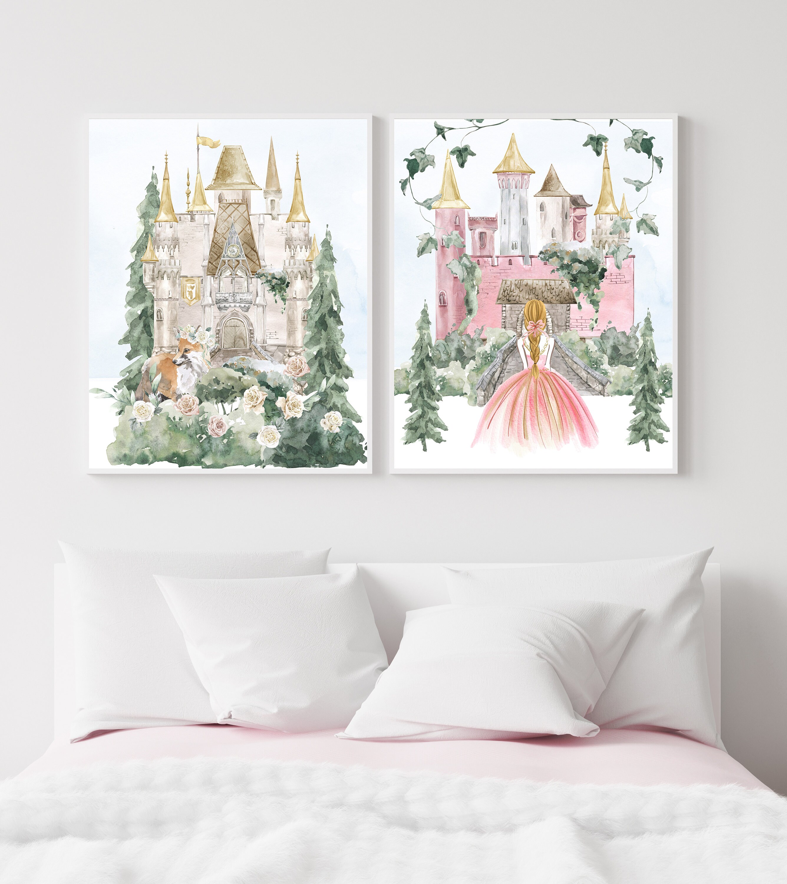 Princess Castle Wall Art PRINTABLE WALL ART Prints for Girls | Etsy