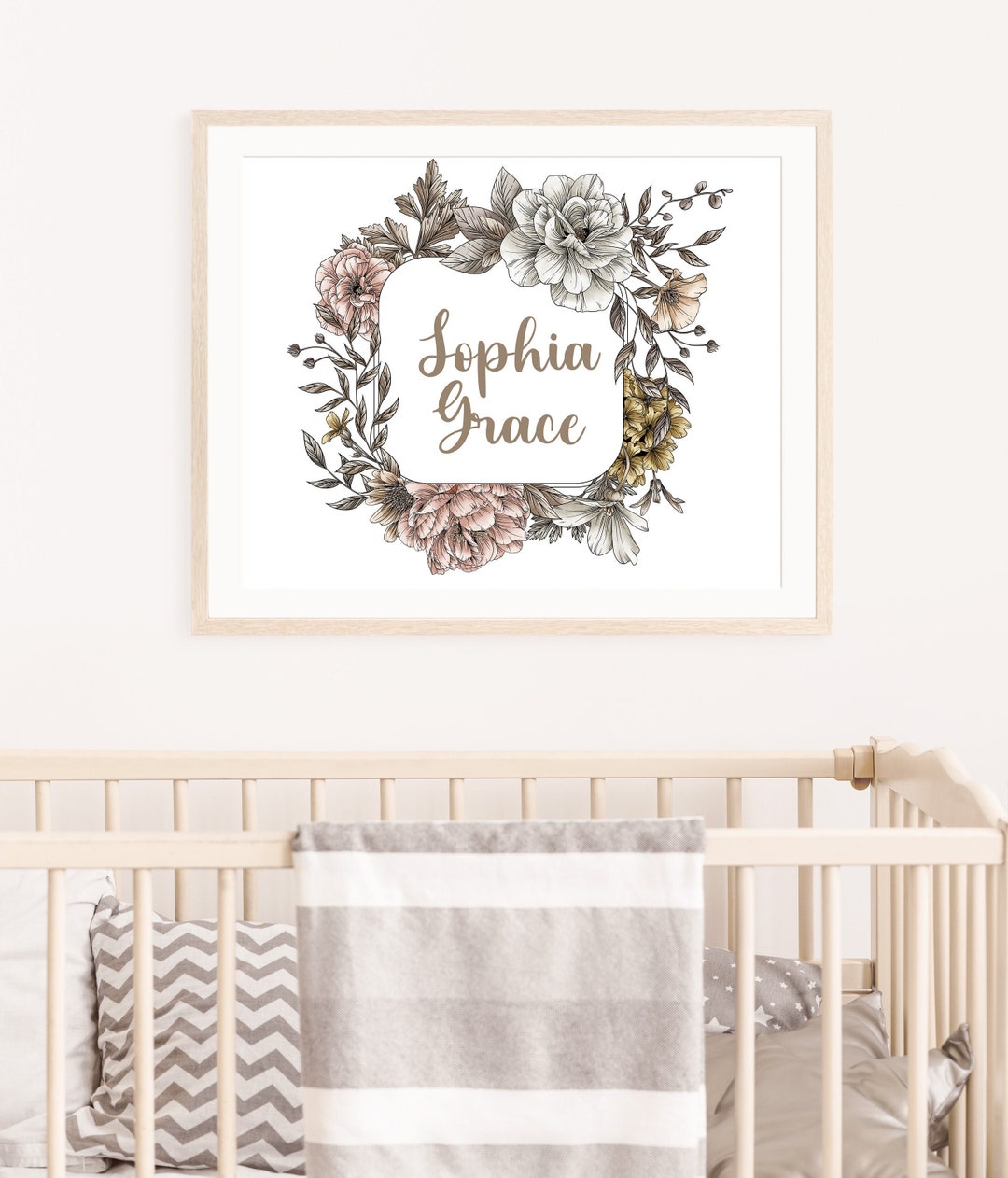 Personalized Vintage Floral Name, Flower Name Print, PRINTABLE WALL ART ...