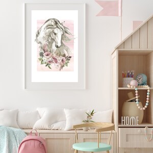 Horse With Flowers Printable Art, Horse Lover Print, Gift for Girls ...