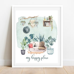 Boho Themed Wall Decor ,plant PRINTABLE WALL ART, Houseplant Print ...
