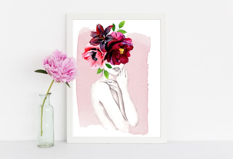 Head of Flowers Flower Head Print PRINTABLE WALL ART Modern | Etsy
