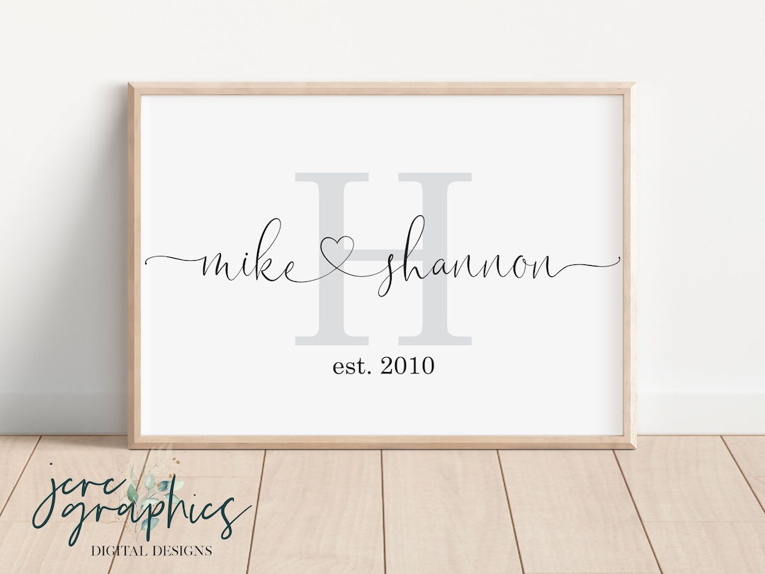 PERSONALIZED First Names and Last Initial SVG | Wedding Gift | Entryway ...
