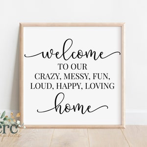 Welcome to Our Crazy Messy Fun Loud Happy Loving Home SVG | Welcome ...