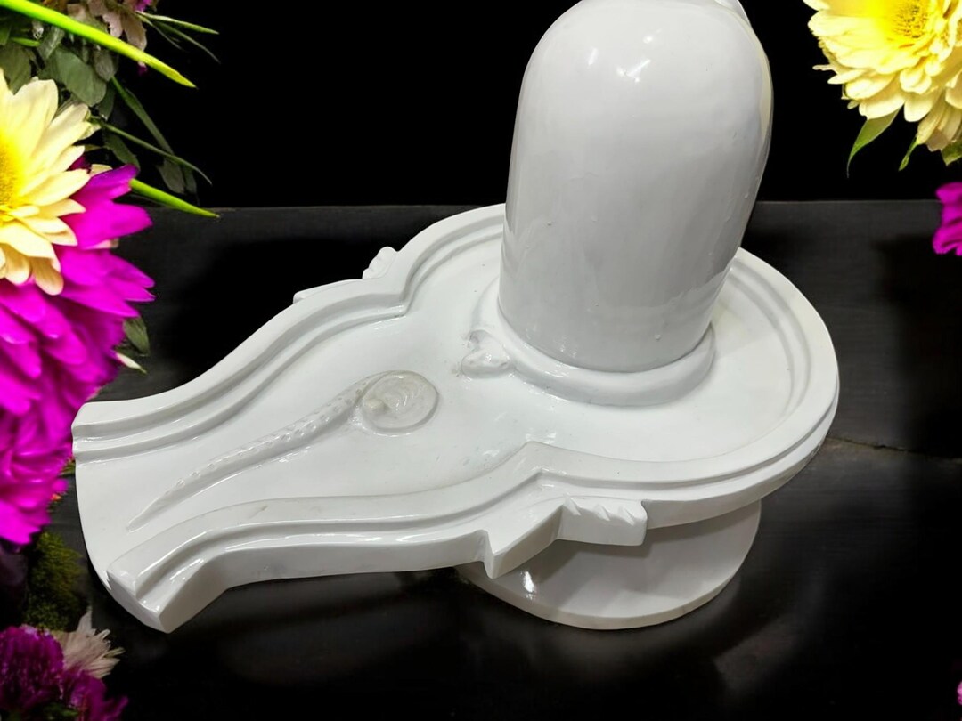 White Marble Shiva Lingam Statue: Hindu Temple Decor (18"x18") - Etsy