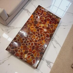 Rectangle Red Agate Dining Table Countertop Healing Crystal Gemstone ...