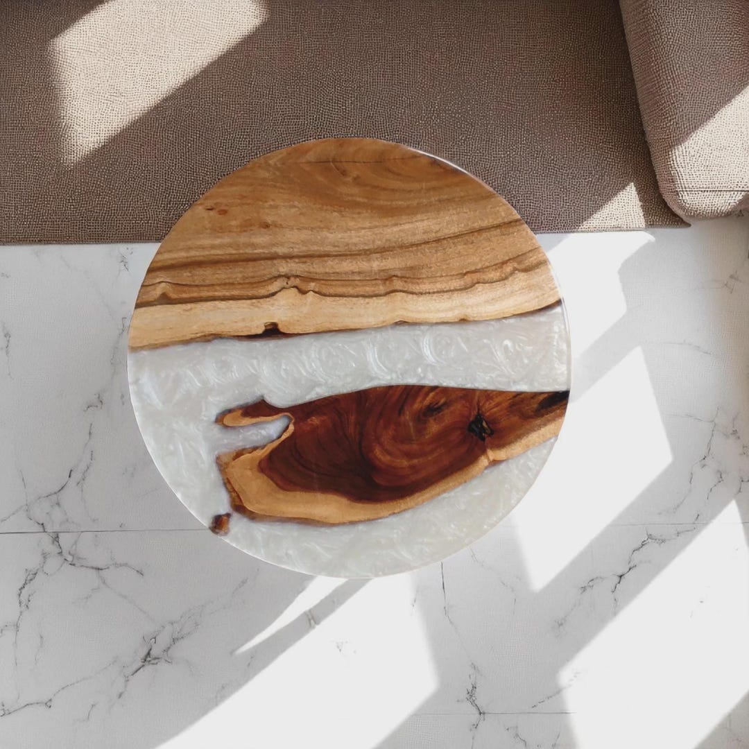 Round Resin Table, White Epoxy Table, Wood Table Epoxy, Coffee Table ...