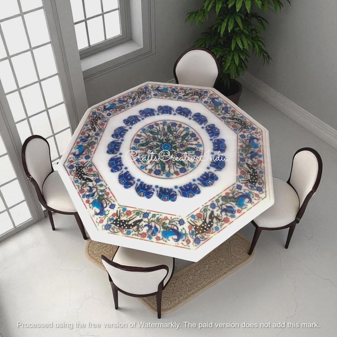 Octagonal Marble Dining Table: Pietra Dura Inlay, Personalized Gifts - Etsy
