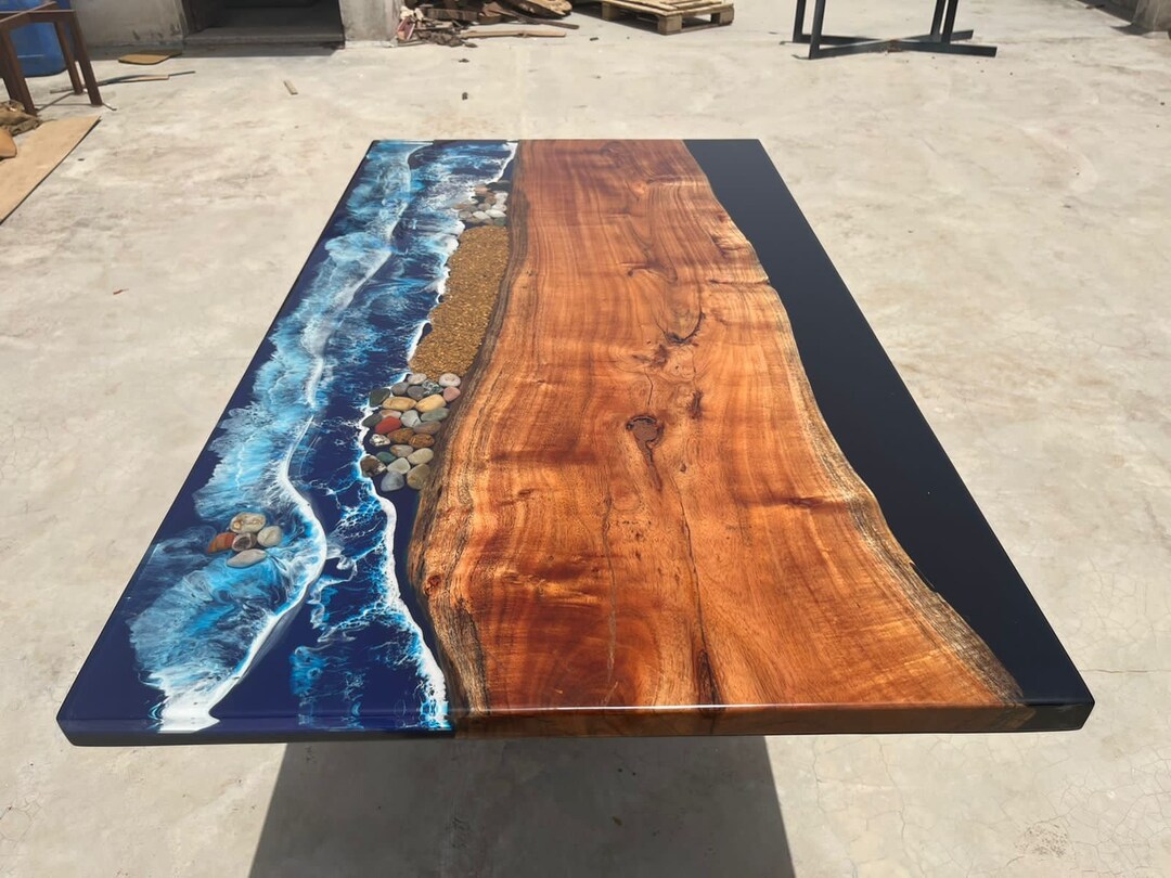 Buy Ocean Blue Epoxy Resin Dining Table for Home and Living Natural ...