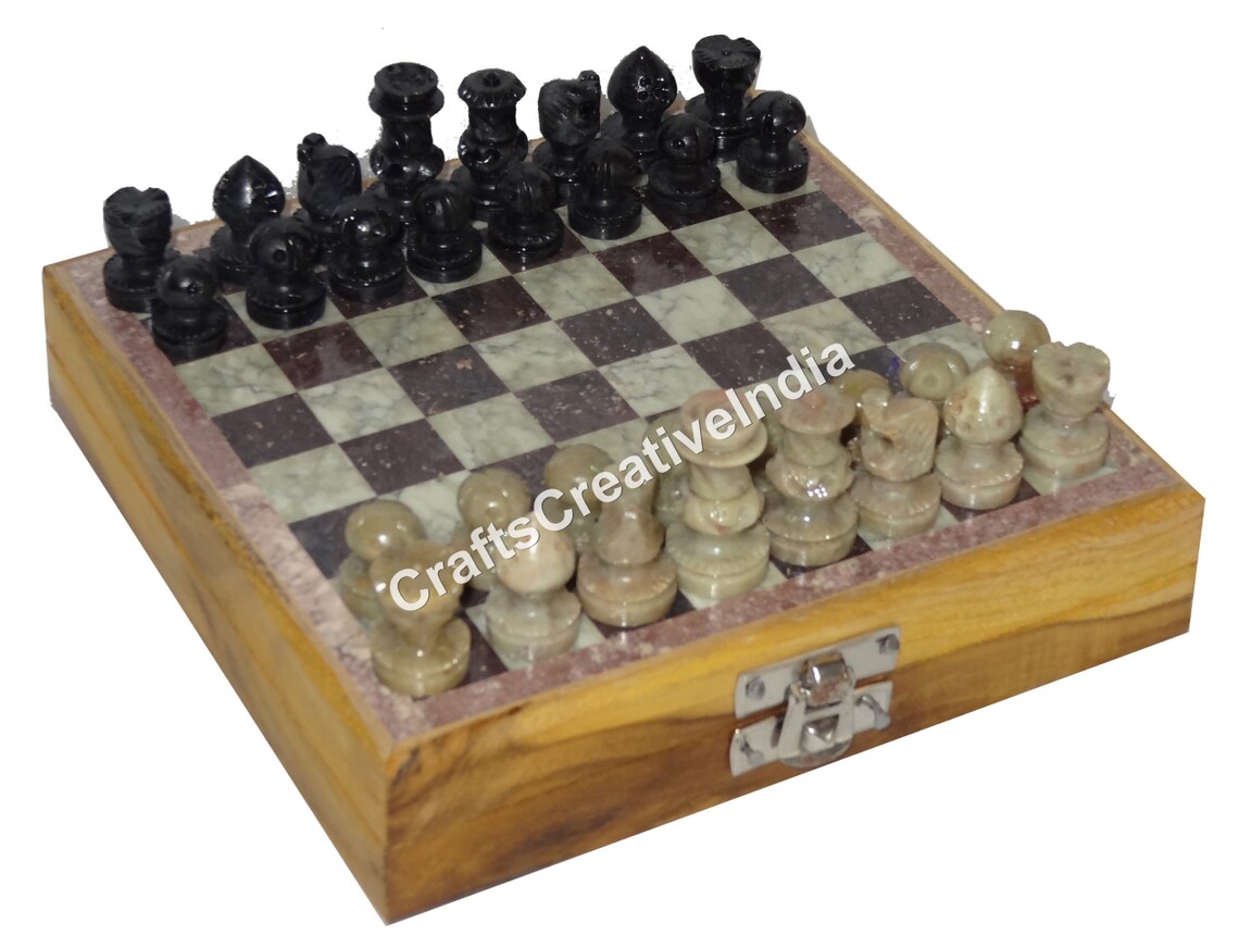 6x6 Handmade Wooden Chess Set With Marble Chess - Etsy