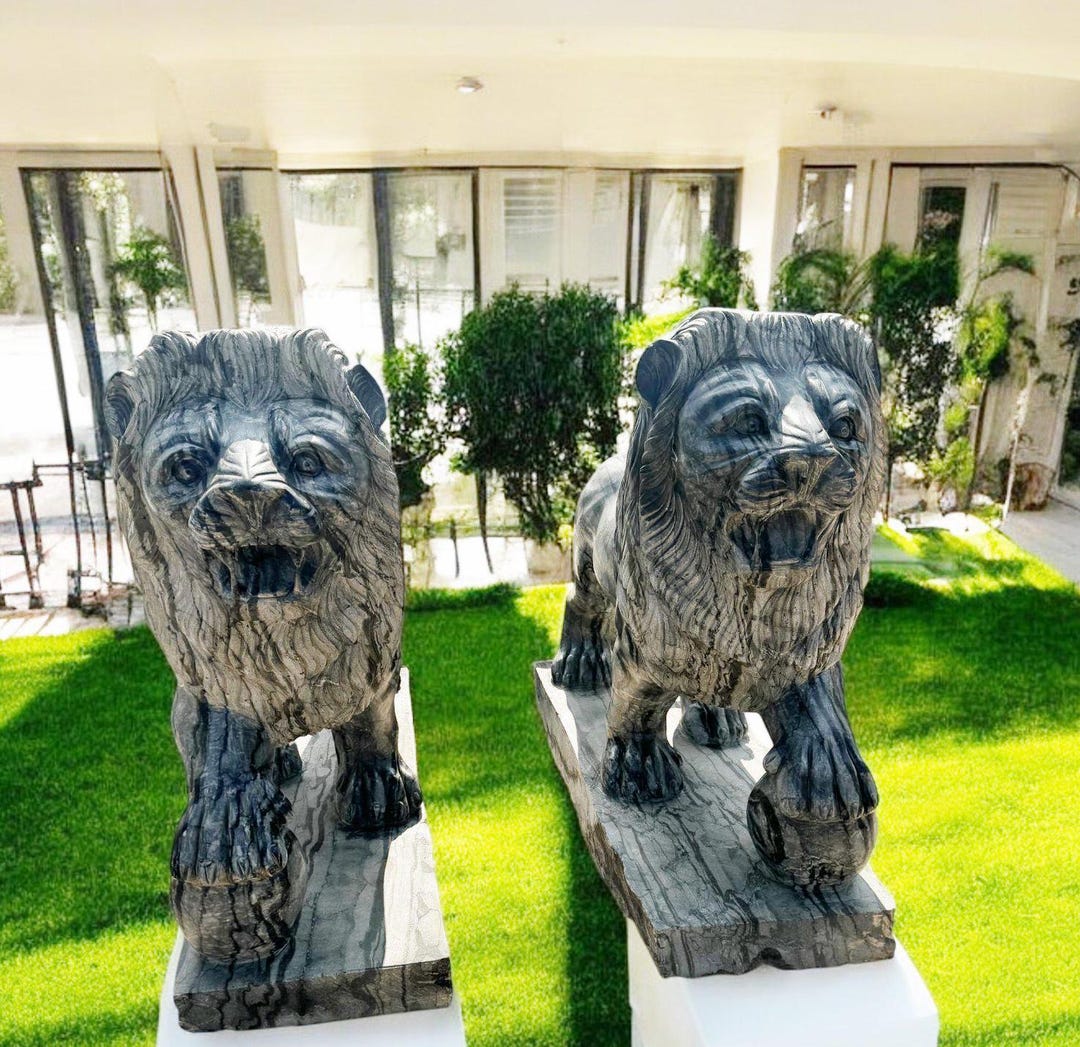 Superior Marble Lion Pair Sculpture for Garden or Home Decor - Etsy