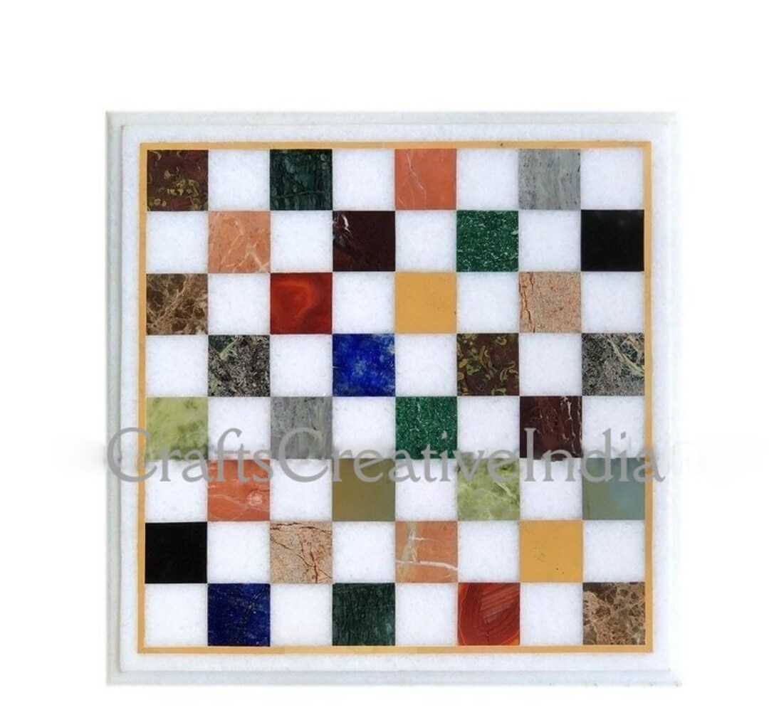 Semi Precious Multi Gemstone Chess Set Handmade With Marble - Etsy