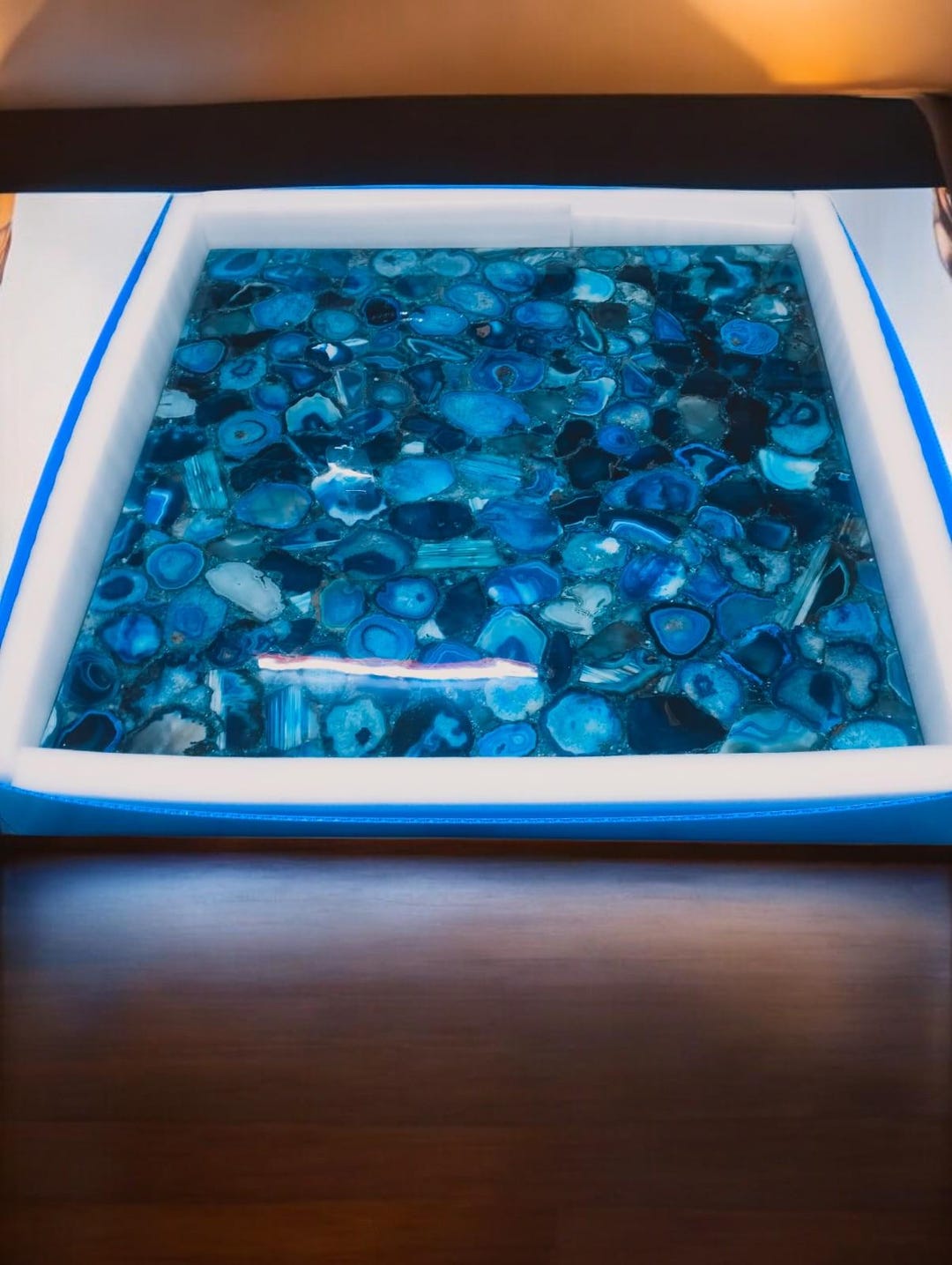 Square Agate Stone Coffee Table Top Countertop Office Meeting Desk ...