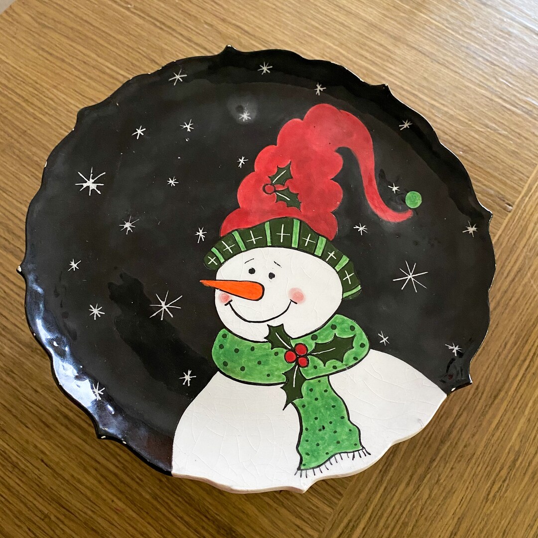 Snowman Tile Art | Noel Tile Art | Vintage Noel Art | Christmas Snowman ...