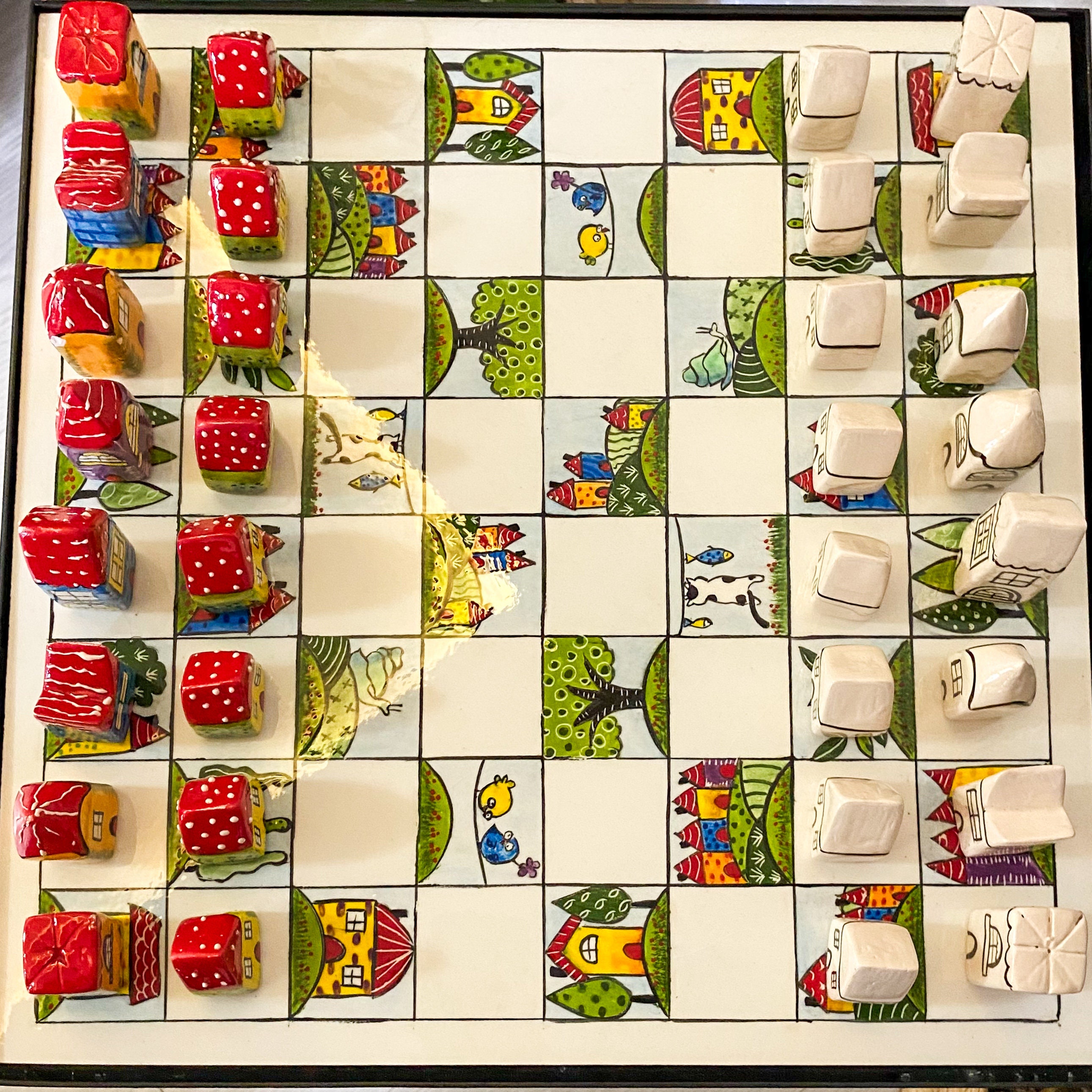 Handcrafted Ceramic Tile Chess Set With Coffee Table, Unique Chessboard ...