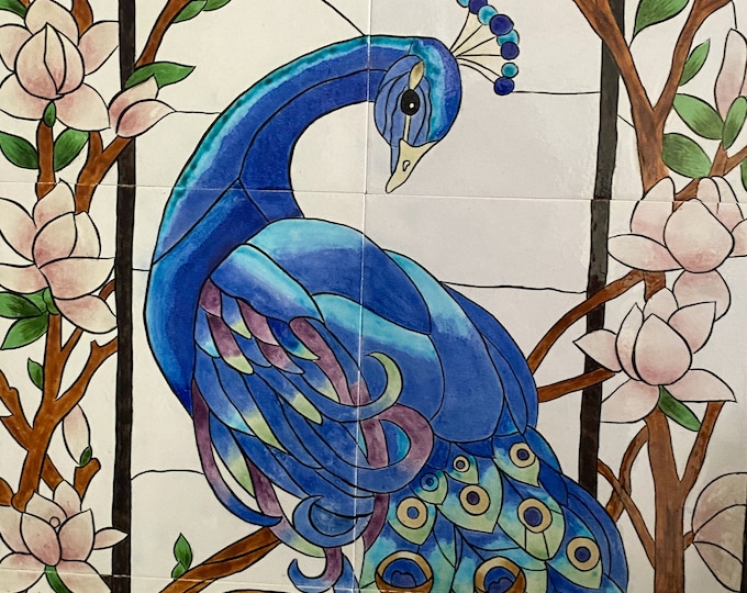 Peacock Ceramic Tile Wall Art Etsy
