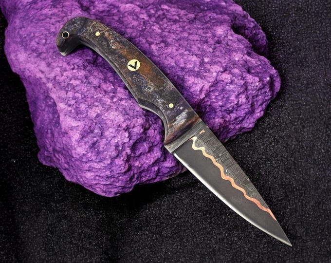 Cumai Knife, Copper Damascus Knife ,fixed Blade Knife, Cumai Steel ...