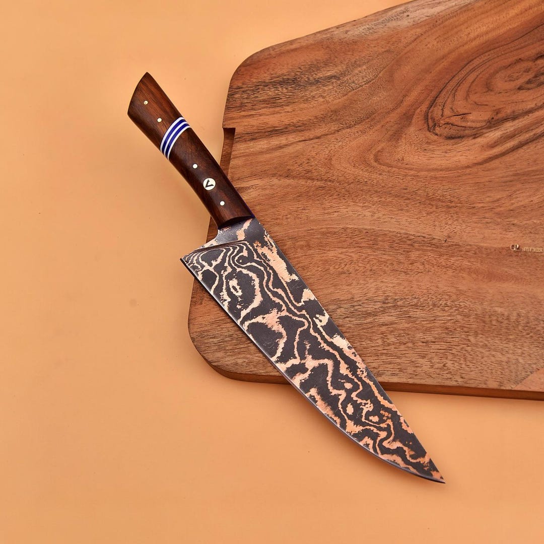 Cumai Knife,copper Damascus Knife ,fixed Blade Knife, Cumai Steel ...