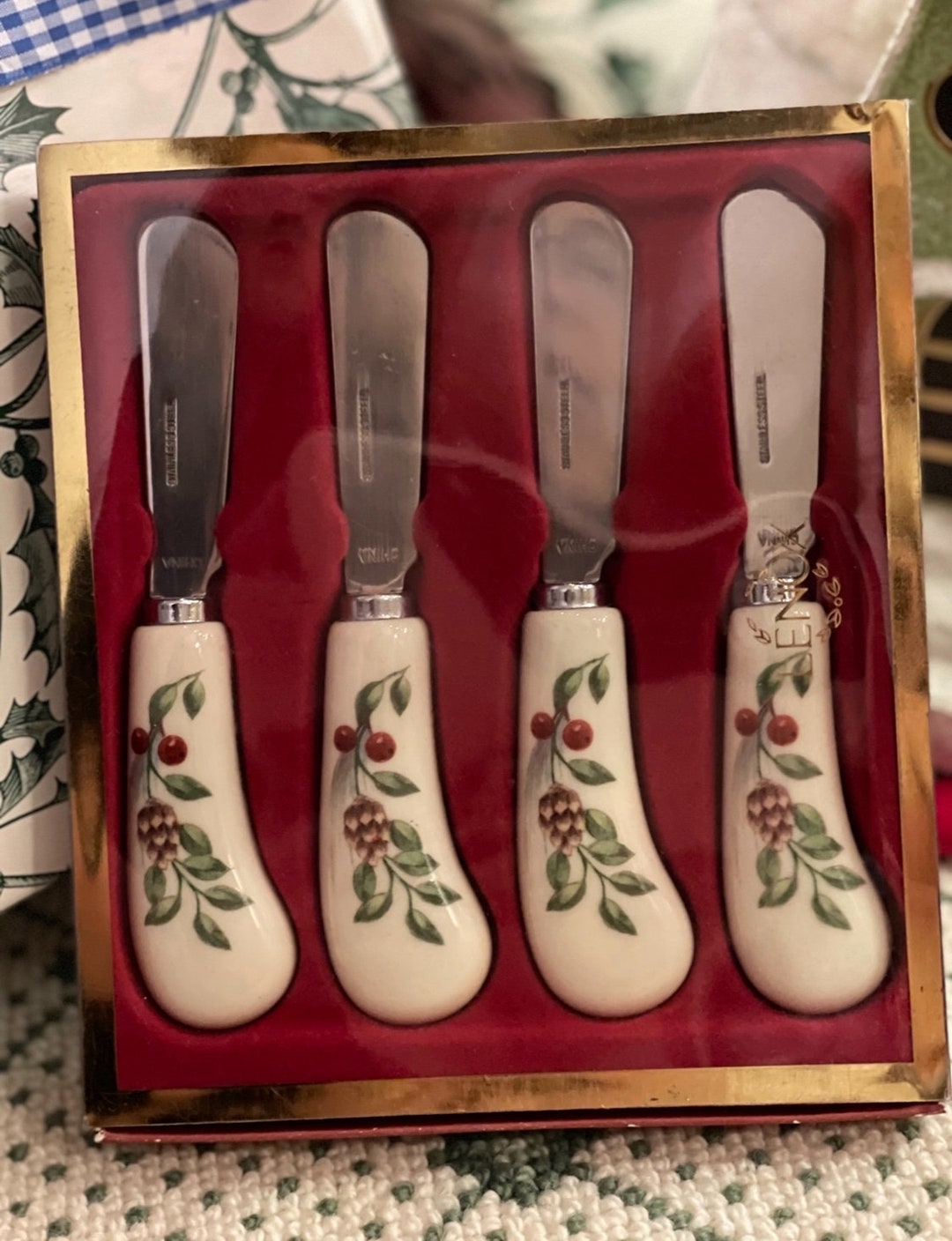 Lenox wiliamsburg Boxwood & Pine Boxed Set of 4 - Etsy