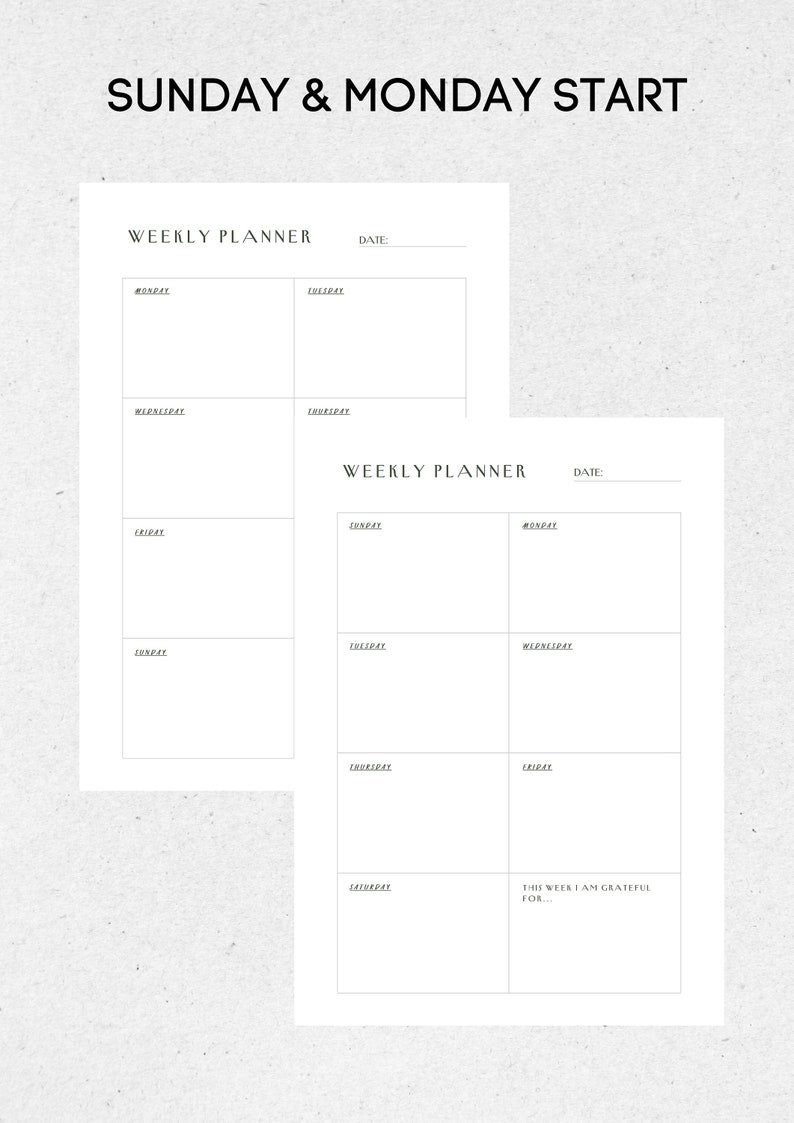 Printable Weekly Planner, Fillable Weekly Organizer, Minimal Weekly ...