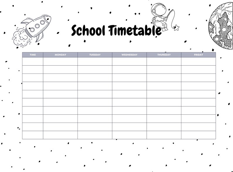 Printable School Timetable, Digital School Schedule, Planner for Kids ...