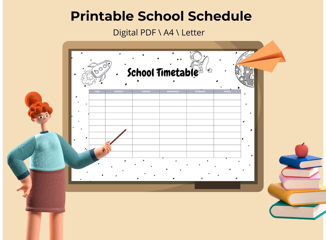 Printable School Timetable, Digital School Schedule, Planner for Kids ...