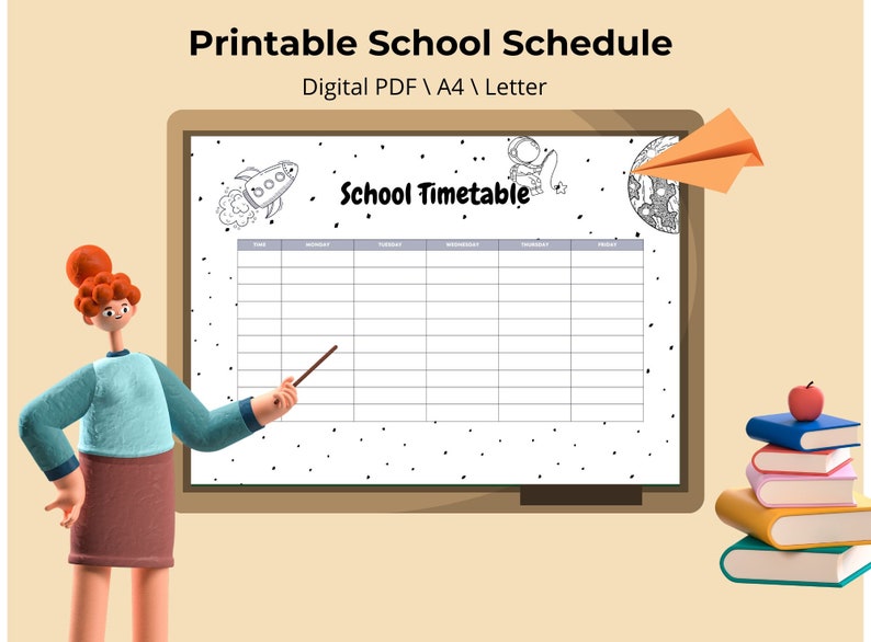 Printable School Timetable, Digital School Schedule, Planner for Kids ...