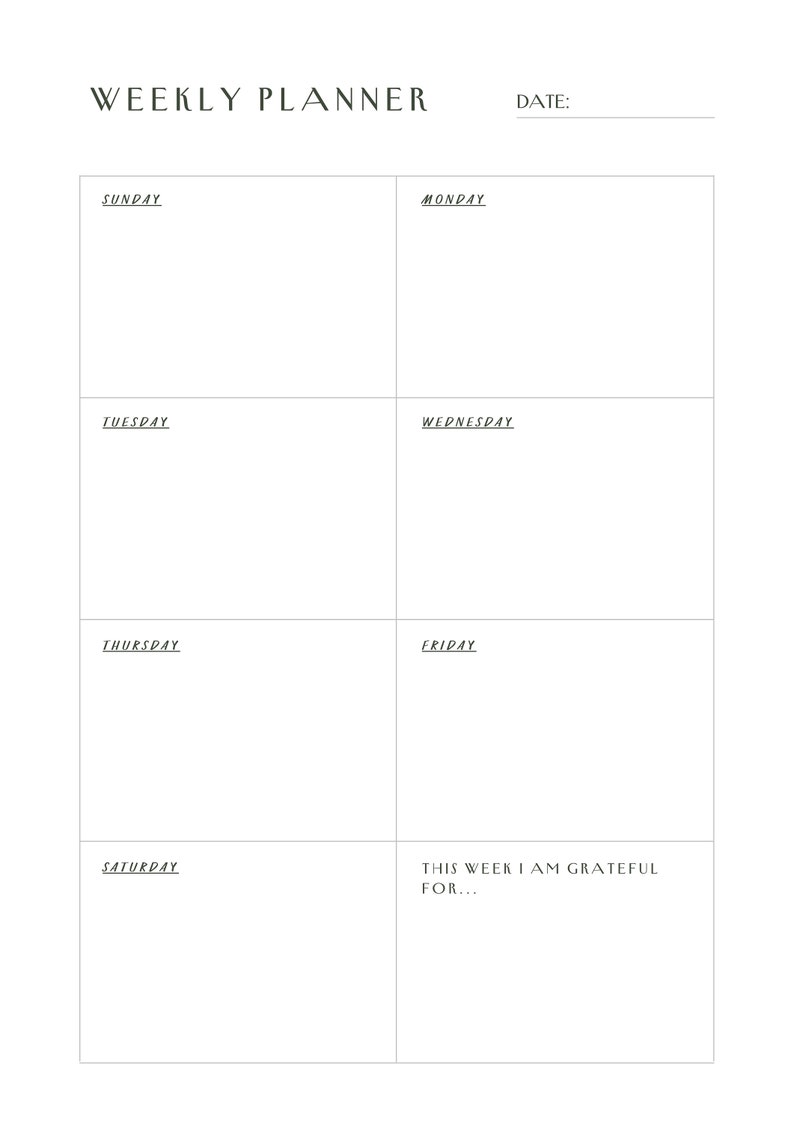 Printable Weekly Planner, Fillable Weekly Organizer, Minimal Weekly ...