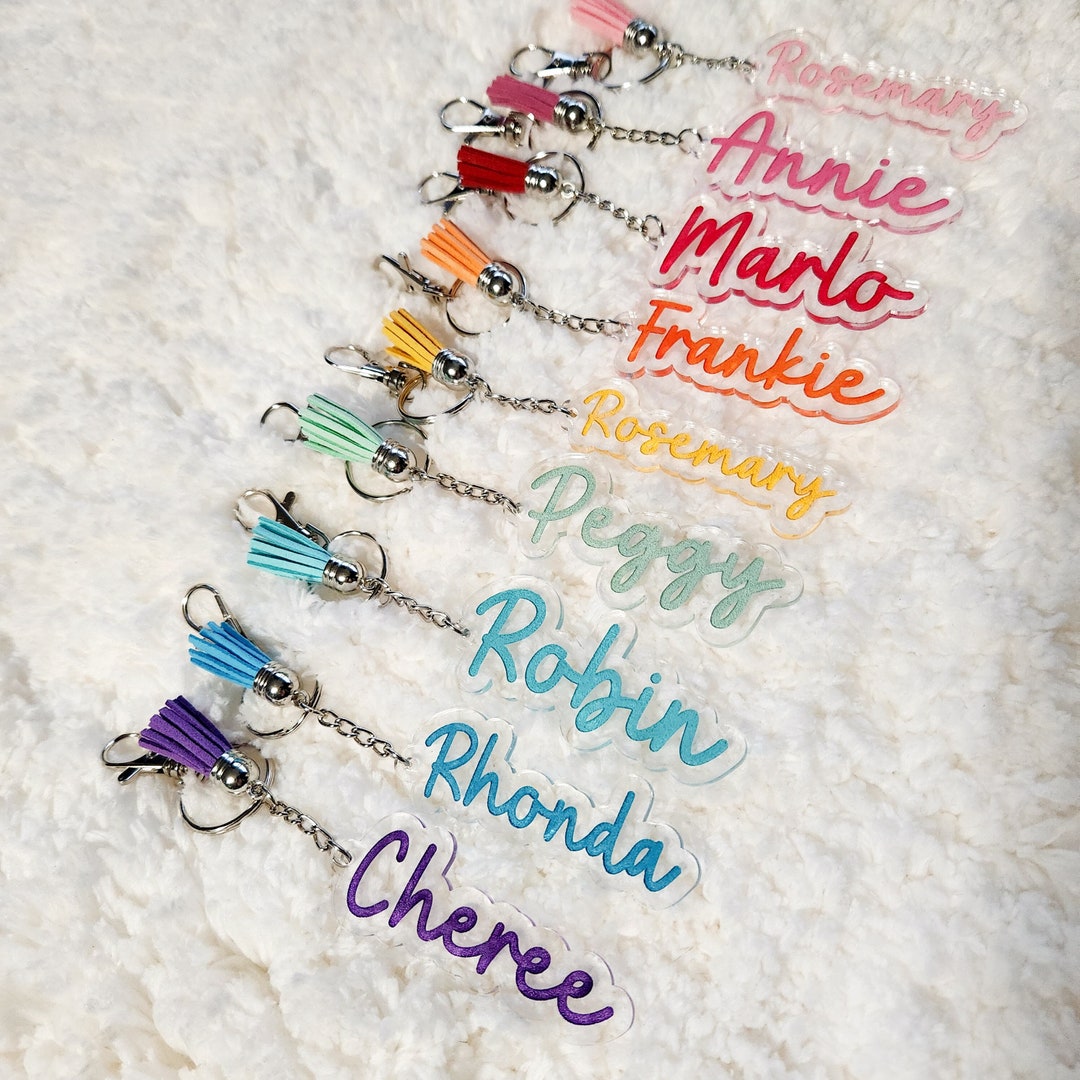 Custom Name Engraved Acrylic Keychain 3 Painted - Etsy
