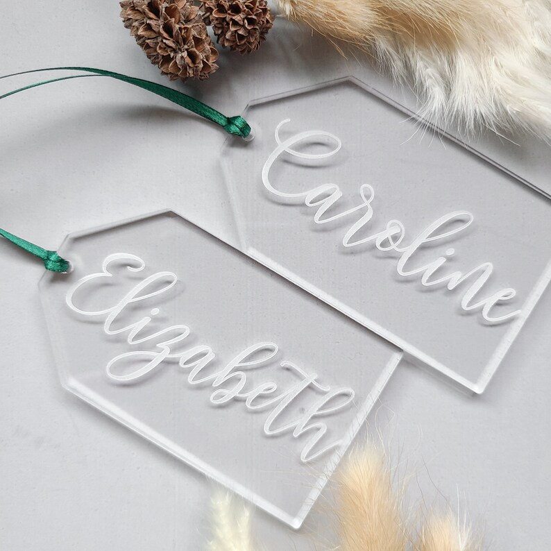 Acrylic Gift Tag engraved UNPAINTED Custom Name - Etsy